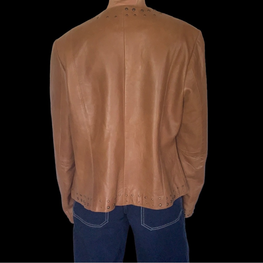 Reba Brown Studded Leather Jacket - Gem